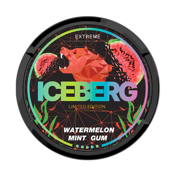 Buy ICEBERG Watermelon Mint Gum Nicotine Pouches Online – SnusLjus